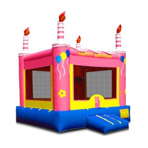 Pink B-Day Cake Castle Jumper Rentals in North County | Kids Jumpers Rental